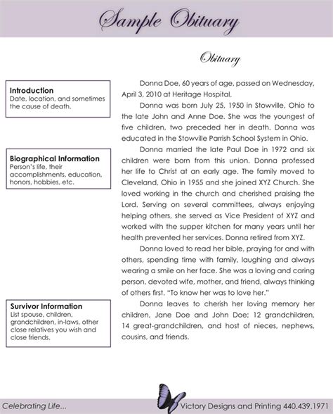 Obituary Examples Template Free Download Speedy Template