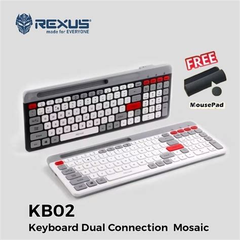 Jual Harga Disc Rexus Kb02 Wireless Bluetooth Keyboard Mosaic Dual