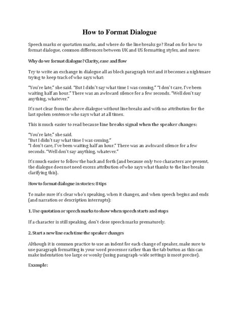 Formatting Dialogue Bk How To Format Dialogue Speech Marks Or