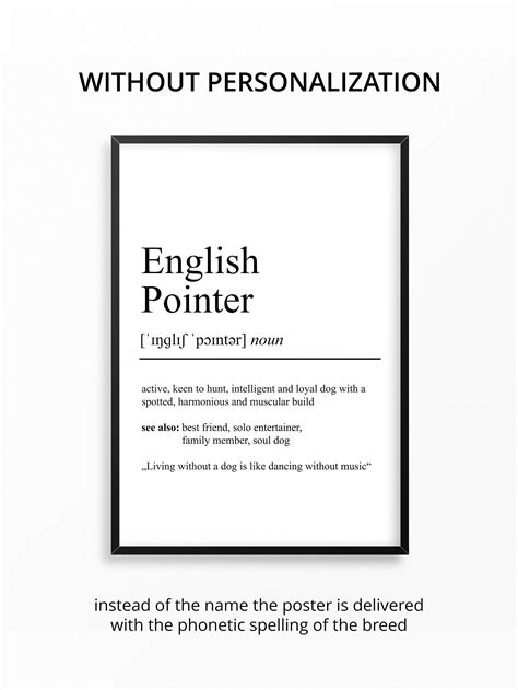 English Pointer Definition Poster Minimalist Design Etsy
