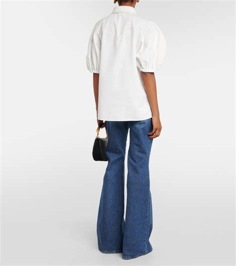 화이트 퍼프 슬리브 코튼 블라우스 Chloe Mytheresa