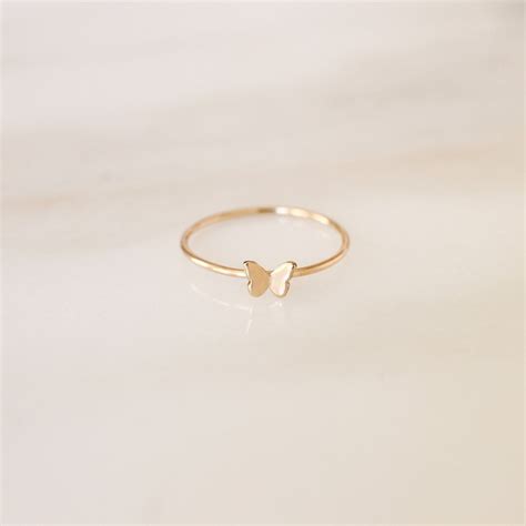 Tiny Butterfly Ring Gold Silver Or Rose Gold Stacking Ring Feminine Minimalist T For Her