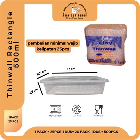 Jual Thinwall Rectangle 500ml 650 Ml 750 Ml 1000 Ml Thinwall