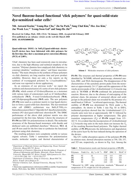 Pdf Novel Fluorene Based Functional ‘click Polymers For Quasi Solid