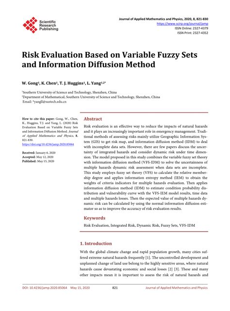 Pdf Risk Evaluation Based On Variable Fuzzy Sets And Information