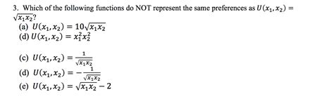 Solved Which Of The Following Functions Do Not Represent The