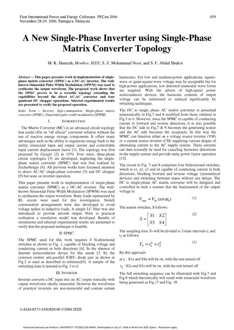 Pdf A New Single Phase Inverter Using Single Phase Matrix Converter