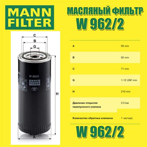 Фильтр масляный MANN FILTER W 962/2 - купить по выгодным ценам в ...