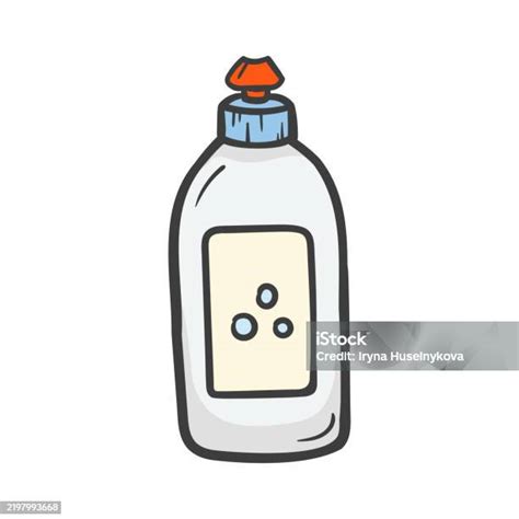 주방 세제 한 캔 밝은 벡터 일러스트 레이 션은 어린이 책 스티커 Posterweb에 대 한 흰색 배경에 고립되어 있습니다 가사 집안일에 대한 스톡 벡터 아트 및 기타