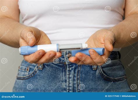 Diabetes Blue Insulin Or Semaglutide Injection Pen Closeup Semaglutide