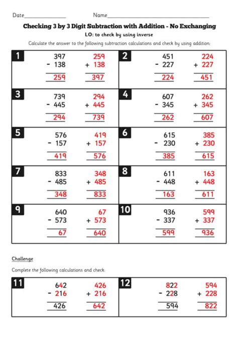 Inverse Operations Checking Addition And Subtraction 2 Digit By 2 And 3 Digit By 3
