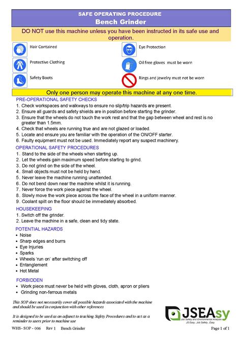 Bench Grinder SOP JSEAsy United States