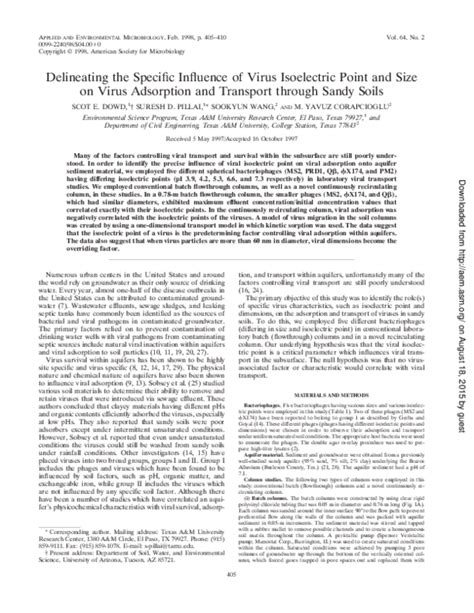 Pdf Delineating The Specific Influence Of Virus Isoelectric Point And Size On Virus Adsorption