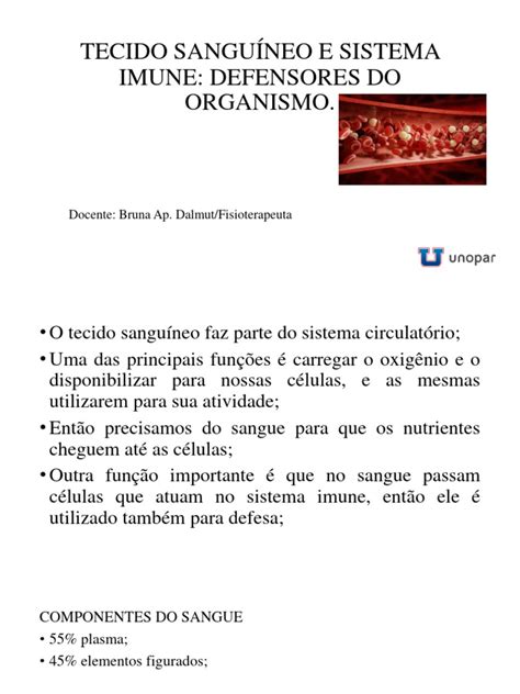 Tecido Sanguíneo E Sistema Imune Pdf Sangue Glóbulo Branco