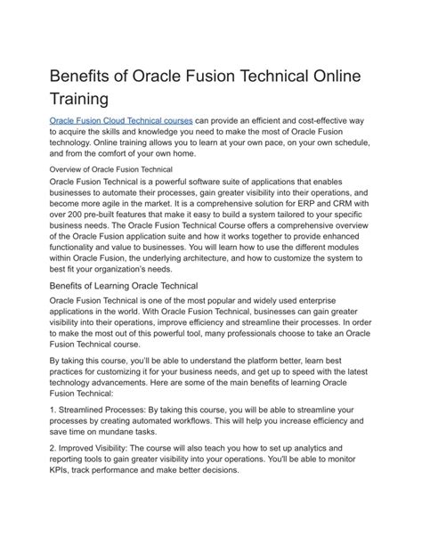 Ppt Benefits Of Oracle Fusion Technical Online Training Powerpoint