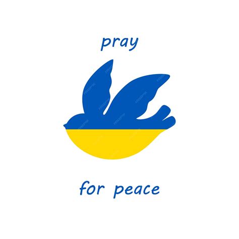 Bandeira Da Ucrânia E Símbolo De Paz Da Pomba E Rezar Pela Paz No