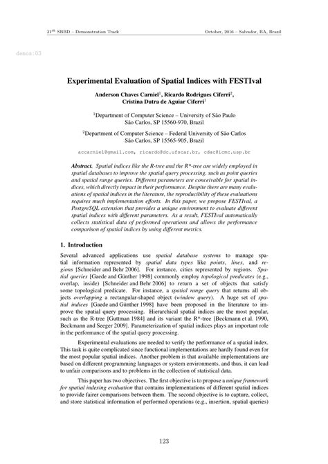 Pdf Experimental Evaluation Of Spatial Indices With Festival