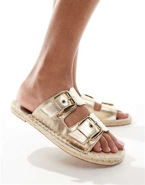 Asos Design Jada Espadrilles Mules In Gold Metallic Mit Zwei