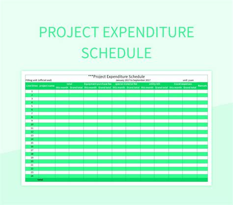 Free Project Expenditure Schedule Templates For Google Sheets And Microsoft Excel Slidesdocs