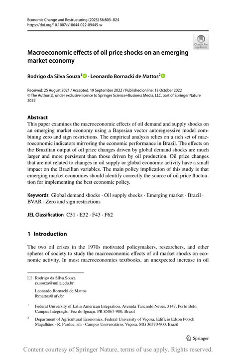 Macroeconomic Effects Of Oil Price Shocks On An Emerging Market Economy