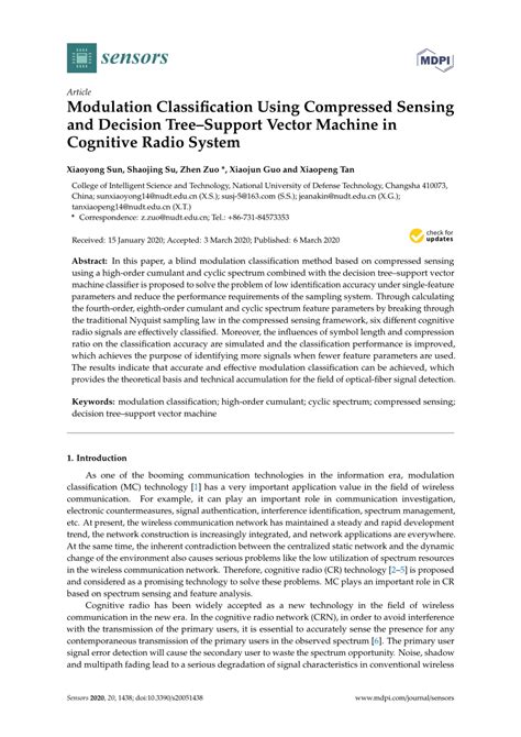 Pdf Modulation Classification Using Compressed Sensing And Decision Tree Support Vector
