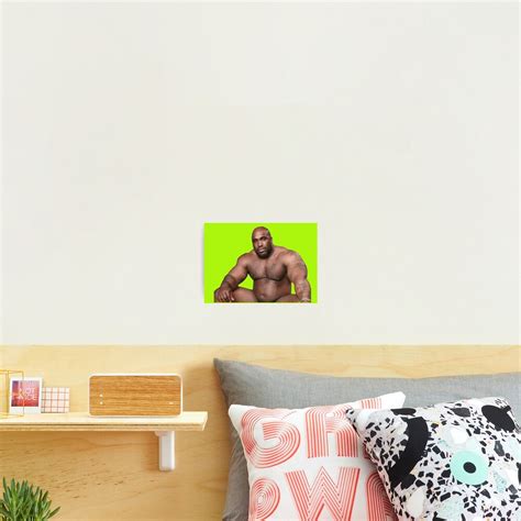 Barry Wood Sitting On Bed Neon Green Background Photographic Print