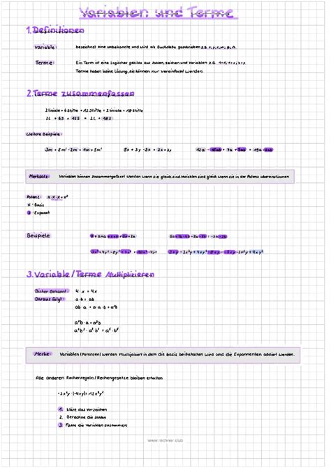 Einfach Erklärt Terme Und Variablen Mathe Knowunity