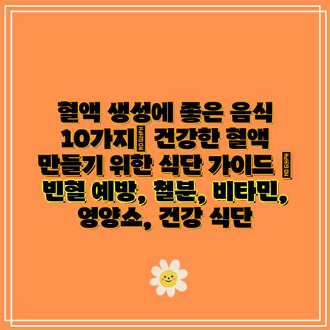혈액 생성에 좋은 음식 10가지 건강한 혈액 만들기 위한 식단 가이드 빈혈 예방 철분 비타민 영양소 건강 식단
