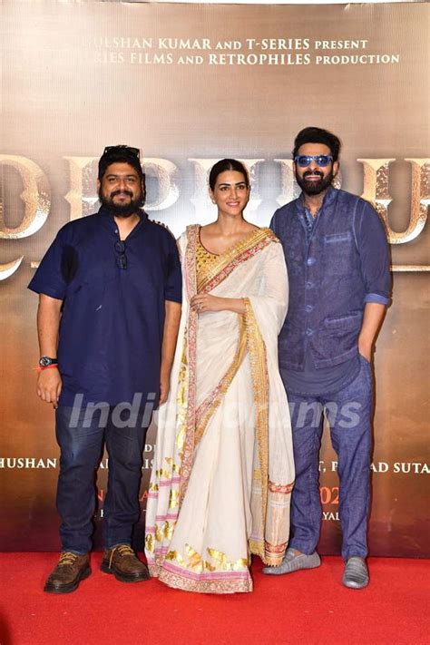 Om Raut Kriti Sanon Prabhas Snapped At The Trailer Launch Of