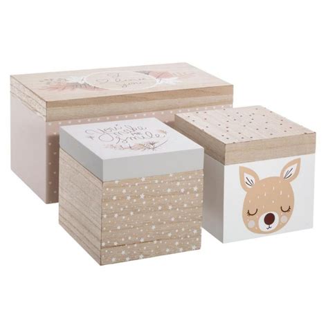 Lot de Boîtes de Rangement Enfant Love cm Naturel pas cher à prix Auchan