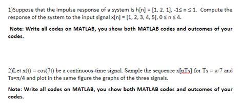 solved 1 suppose that the impulse response of a system is