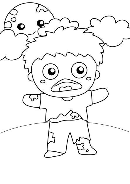 Páginas Para Colorir De Halloween De Festa Infantil De Zumbis A4 Para