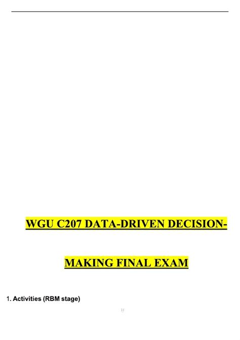WGU C OA Data Driven Decision Making Exam Questions And Answers Verified Answers
