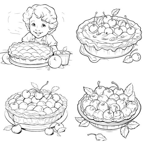 Premium Vector Cartoon Whole Cherry Pie Coloring Page