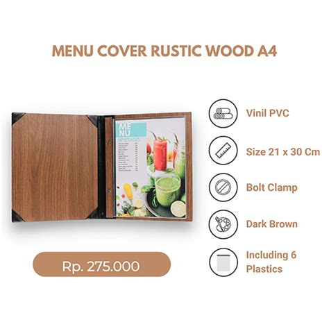 Buku Menu Kulit Rustic Wood A4 Tops Print