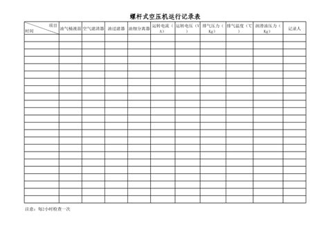 空压机运行记录表