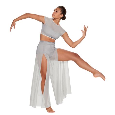 Midee Lyrical Dance Outfits 2 Piece Set For Girl Women Cap Sleeve Crop