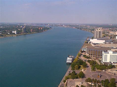 The Detroit River W Detroit On The Right Windsor Ontario Detroit