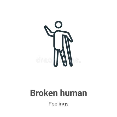 Broken Human Outline Vector Icon Thin Line Black Broken Human Icon Flat Vector Simple Element
