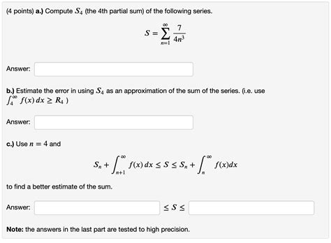 solved 4 points a compute s4 the 4th partial sum of