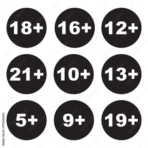 Movie Age Limit Sign Set Adults Content Only Age Restriction Vector