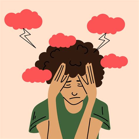 Sad Stressed Young Woman Under Clouds With Lightning Psychology