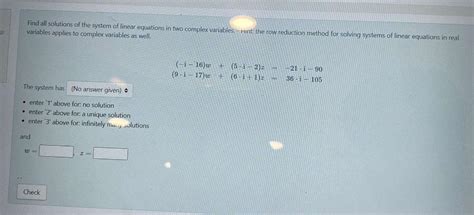 Solved Find All Solutions Of The System Of Linear Equations Chegg