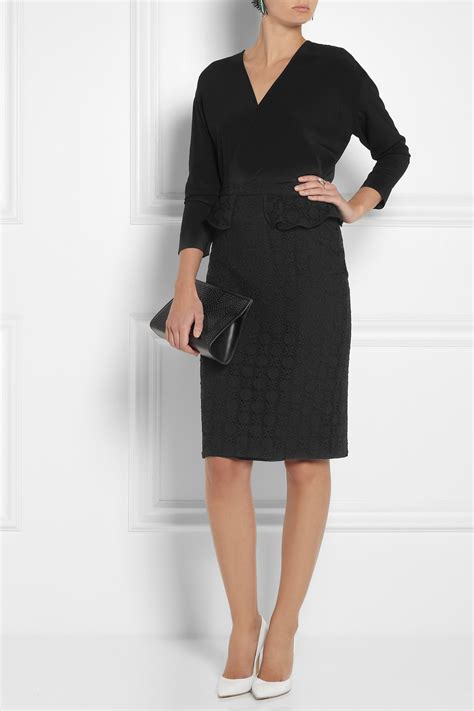Lyst Burberry Prorsum Crocheted Lace Peplum Pencil Skirt In Black