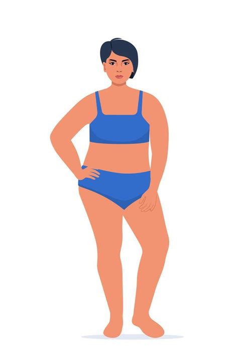 Body Positive Woman In Underwear Plus Size Female Character