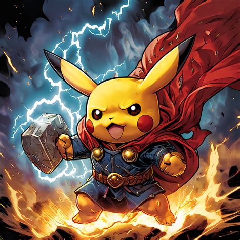 An Illustration Of Pikachu Donning The Armor Of Thor By Sumit Das