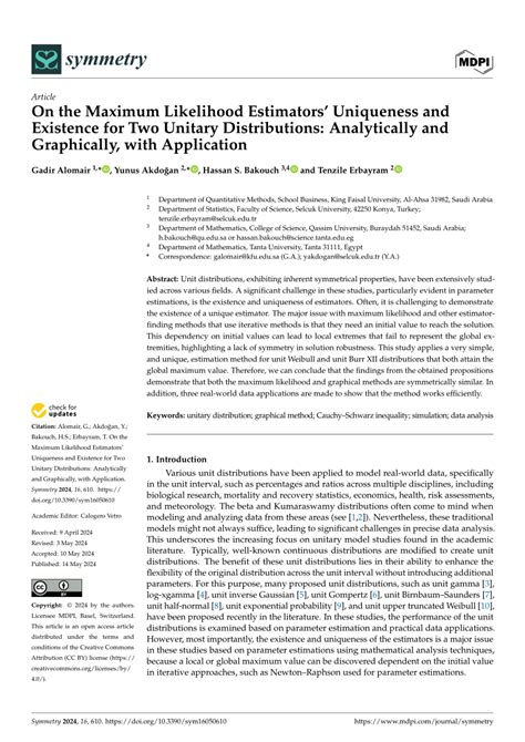Pdf On The Maximum Likelihood Estimators Uniqueness And Existence