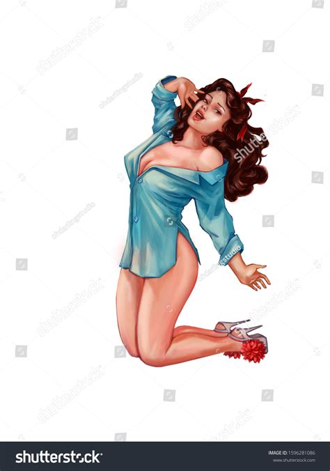 Pinup Girl Sexy Woman Vintage Stock Illustration 1596281086 Shutterstock