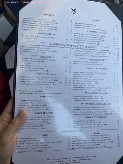 Menu At Mastros Ocean Club Malibu Pacific Coast Hwy
