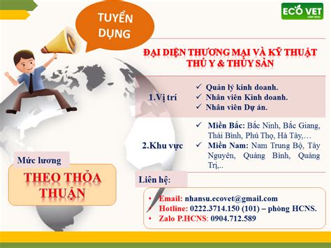 THÔNG BÁO TUYỂN DỤNG CÔNG TY TNHH DƯỢC ECOVET VINA
